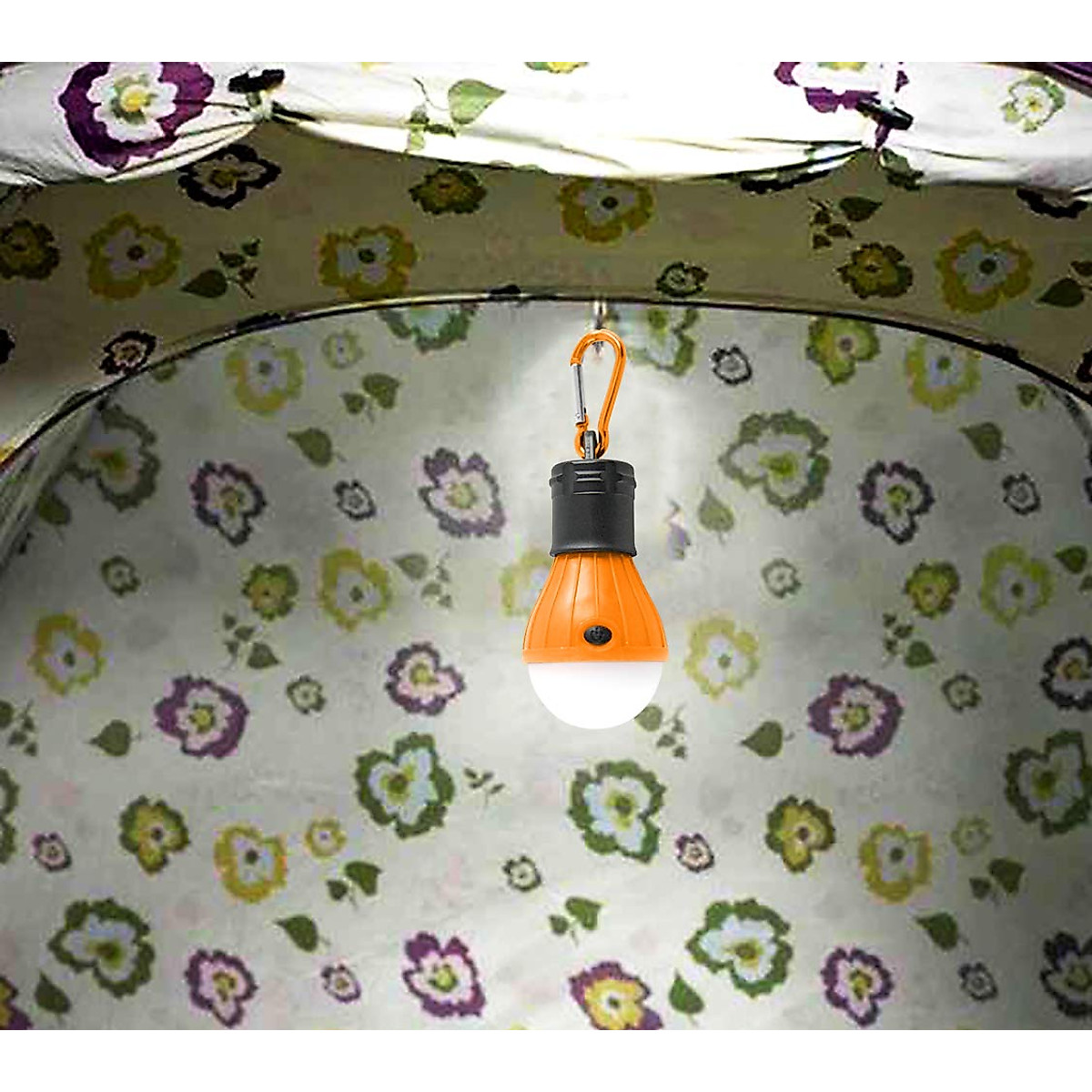 Home-X LED Camping Lights, Power Outage Supplies, Indoor/Outdoor Battery-Operated LED Lights with Hooks, Set of 2, Each 5" L x 2 ¾” W x 2 ¾” H, 1 Blue, 1 Orange