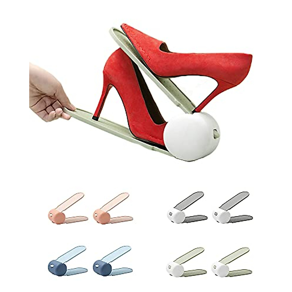 MinYiKou Unique Shoe Slots Organizer，Adjustable Shoe Stacker Space Saver，Easy Shoe Organizer，Double Deck Shoe Rack Holder Space-Saving Storage Units for Shoe cabinet Organization (Gray)