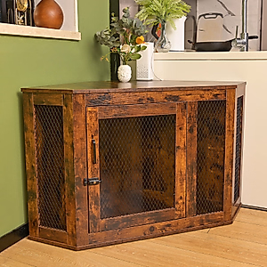 Saicheng Dog Crate Furniture, Corner Dog Crate, Wooden Dog Kennel Indoor, End Table, Dog Furniture for Small Medium Dogs