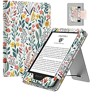 MoKo Case Fits All-New 6" Kindle (11th Generation, 2022 Release)/ Kindle (10th Gen,2019)/Kindle (8th Gen, 2016), Ultra Lightweight PU Shell Cover with Auto Wake/Sleep for Kindle 2022, Flowers