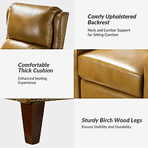 HULALA HOME Leather Recliner Chair Set of 2, Modern Push Back Recliner Armchair with Adjustable Backrest & Footrest,Comfy Upholstered Lazyboy Single Sofa for Home Theater Bedroom Living Room, Camel