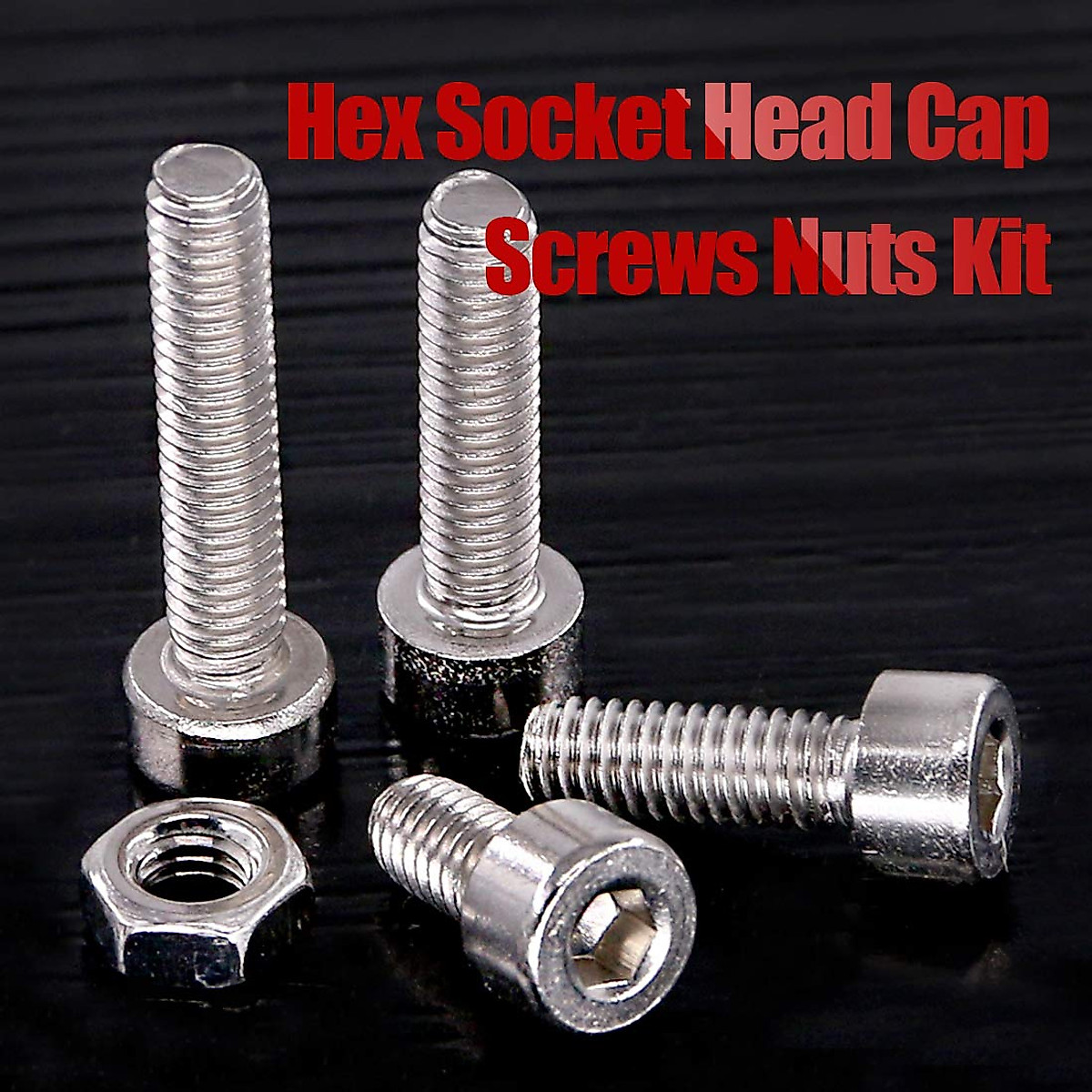Hilitchi 180pcs M4 Stainless Steel Hex Socket Head Cap Screws Nuts Assortment Kit with Box (M4)
