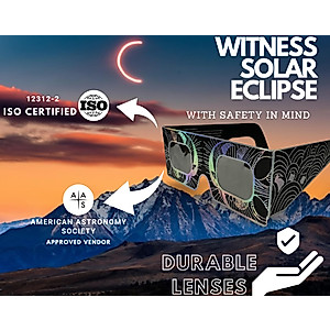Premium Rainbow Solar Eclipse Viewing Glasses - Safe, ISO 12312-2, Durable Paper Frames - Pack of 2 - Perfect for Astro Enthusiasts and Outdoor Events