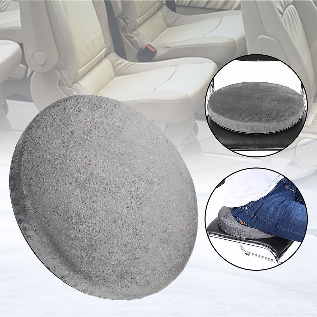 Rotating Car Swivel Seat Cushion Rotatory Chair Pad, 360 Degree Rotation Converts Any Chair Cushion Detachable Cover Rotatory Chair Pad, Comfort Skidproof Office Home Use