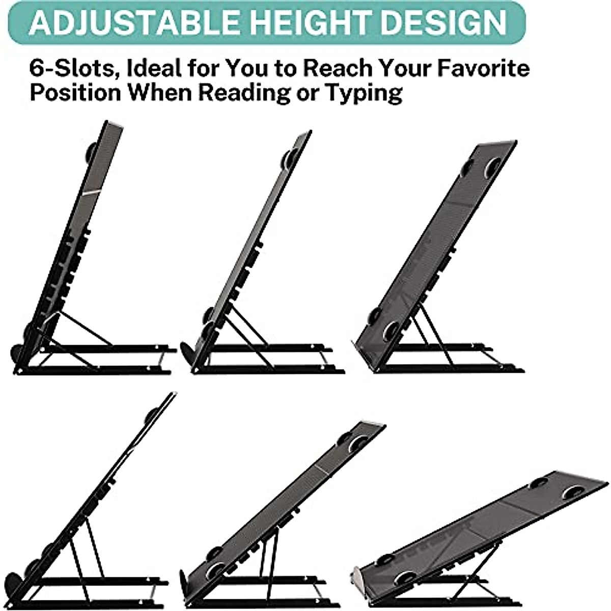 MaxGear Desktop Document Holder for Typing, Paper Holder Stand for Desk with 4 Magnetic Buckles, Metal Mesh Letter Copy Holder for Monitor Computer Reading with 6 Adjustable Positions, Black
