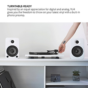 Kanto YU4GW Powered Speakers with Bluetooth and Built-in Phono Preamp | Auto Standby and Startup | Remote Included | 140W Peak Power | Pair | Gloss White