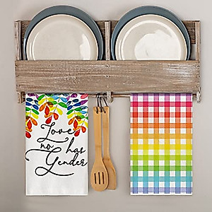 Artoid Mode Watercolor Buffalo Plaid Rainbow Love LGBT Home Kitchen Dish Towels, 18 x 26 Inch Ultra Absorbent Coffee Tea Bar Hand Towels Bathroom Gift for Cooking Baking Set of 4
