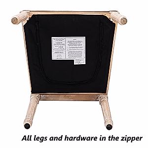 ZHENGHAO Vintage Farmhouse Dining Chairs Set of 2, French Country Dining Room Chairs with Rattan Back, Soild Wood Legs, Upholstered Chairs for Living Room/Kitchen/Restaurant, Beige