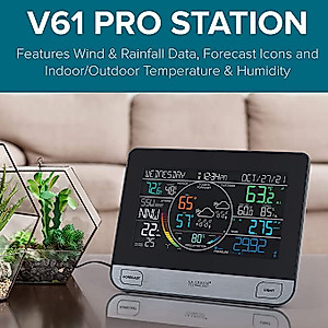 La Crosse Technology Complete Personal Remote Monitoring Wi-Fi Weather Station, Indoor/Outdoor, Temperature and Humidity, Rain Fall Data, Barometer, Black, V61