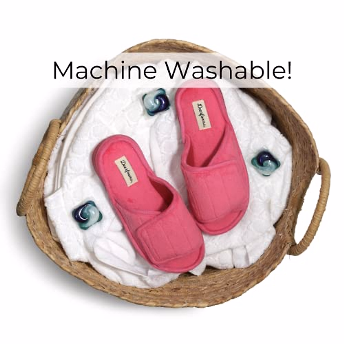 Dearfoams Women's Adjustable Indoor/Outdoor Machine Washable Memory Foam Slide Slipper, Paradise Pink Terry, 7-8