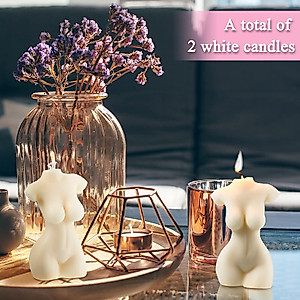 2 Pieces Body Soy Candle Female Body Shaped Candle Woman Torso Candle Woman Bust Candle Home Decoration for Christmas Bedroom Bathroom Aesthetic Decoration (White, Simple Style)