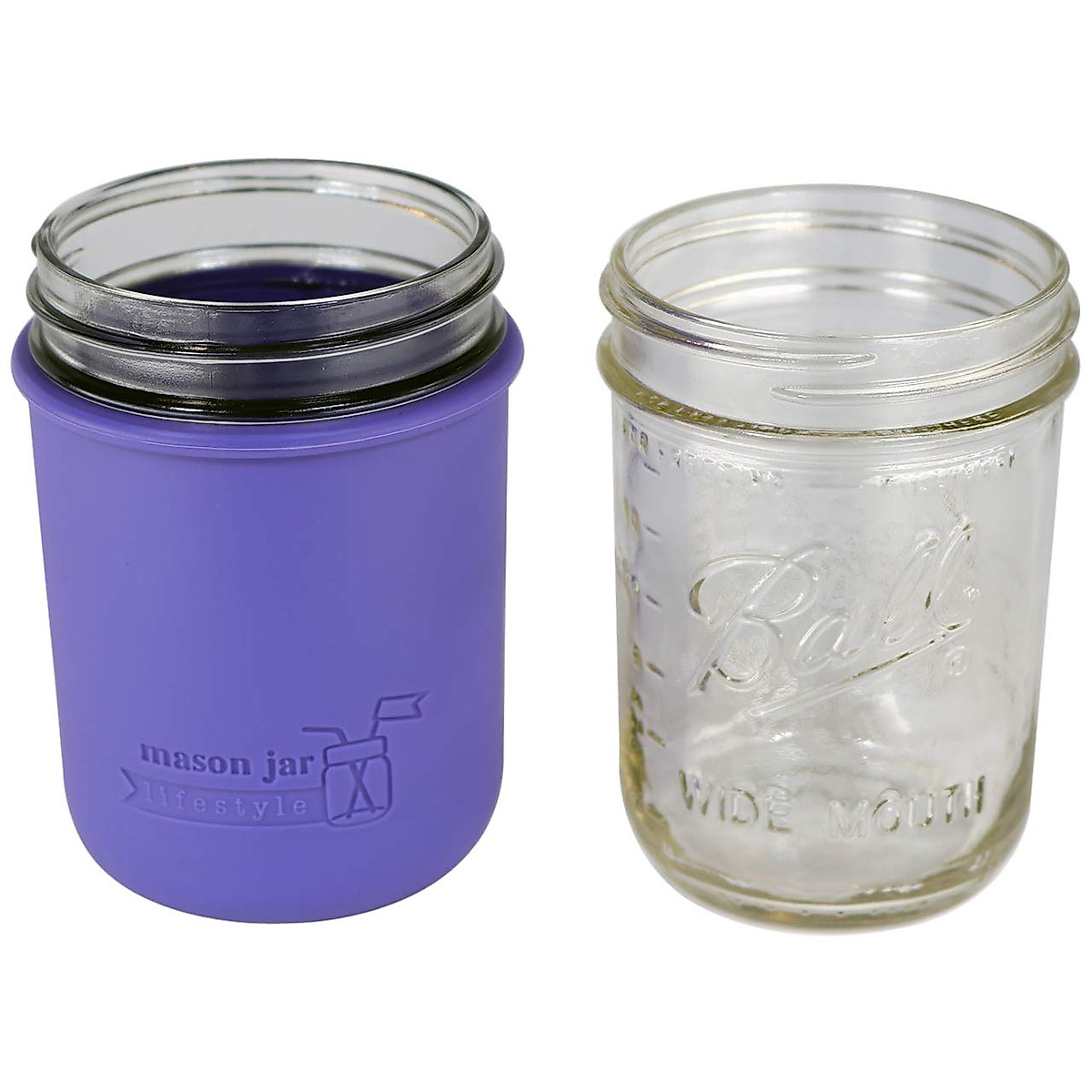 Wide Mouth Pint 16oz Silicone Sleeves/Jackets for Protecting Ball, Kerr, Canning Jars by Mason Jar Lifestyle (Ultra Violet, 2 Pack)