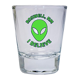 R and R Imports Roswell New Mexico UFO Alien I Believe Souvenir Round Shot Glass