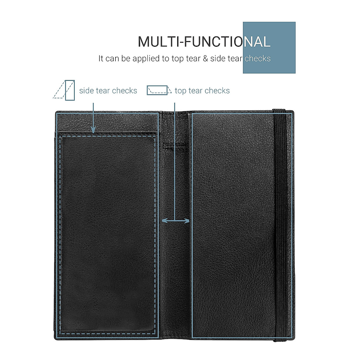 Zreal Checkbook Cover for Men & Women, Premium Vegan Leather Checkbook Holder Slim Wallets for Top & Side Tear Duplicate Checks with RFID Blocking (Matte Black)