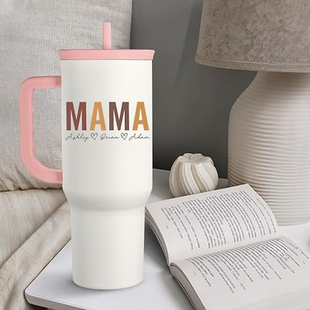 Personalized Custom Mama Tumbler 40oz With Kid's Name, Mother's Day Gift, Inspirational Mama Mug, Gifts For Moms, Mother's Day Tumbler, New Moms Gifts, Birthday,Christmas, Gift Ready