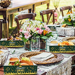 Green and Gold Graduation Party Decorations 30 Pcs Disposable Food Trays 2023 Graduation Party Supplies Graduation Snack Trays Congrats Grad Paper Food Trays Disposable Food Holders for Popcorn