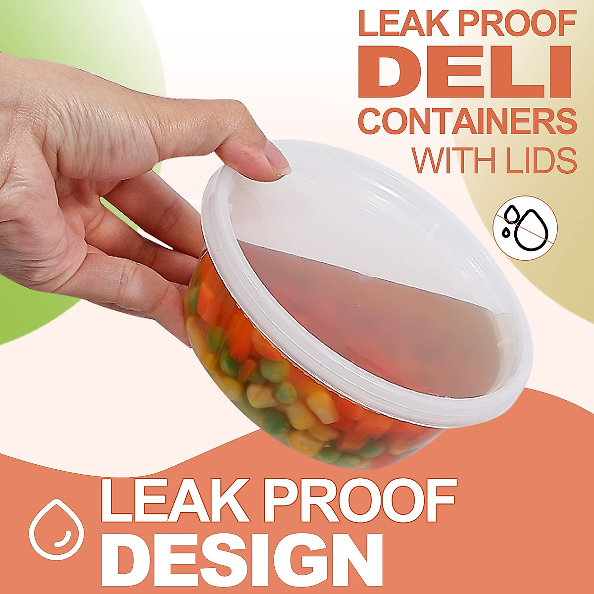 RAIHOMKIT 48 Pack Food Storage Containers with Lids,8 oz Deli Containers,8oz Plastic Containers,Deli Food Storage Containers with Airtight Lids,Meal Prep Containers,BPA Free,Microwave/Freezer Safe