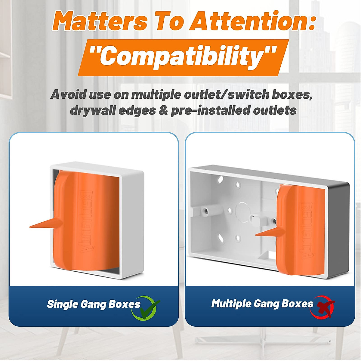 Bechandy 6 Pack Drywall Outlet Marker, No Measuring Needed Marking Tool for Electrical Outlets, Hard ABS Plastic Outlet Cutout for Drywall Installation, Wire Protection Drywall Electrical Box Locator