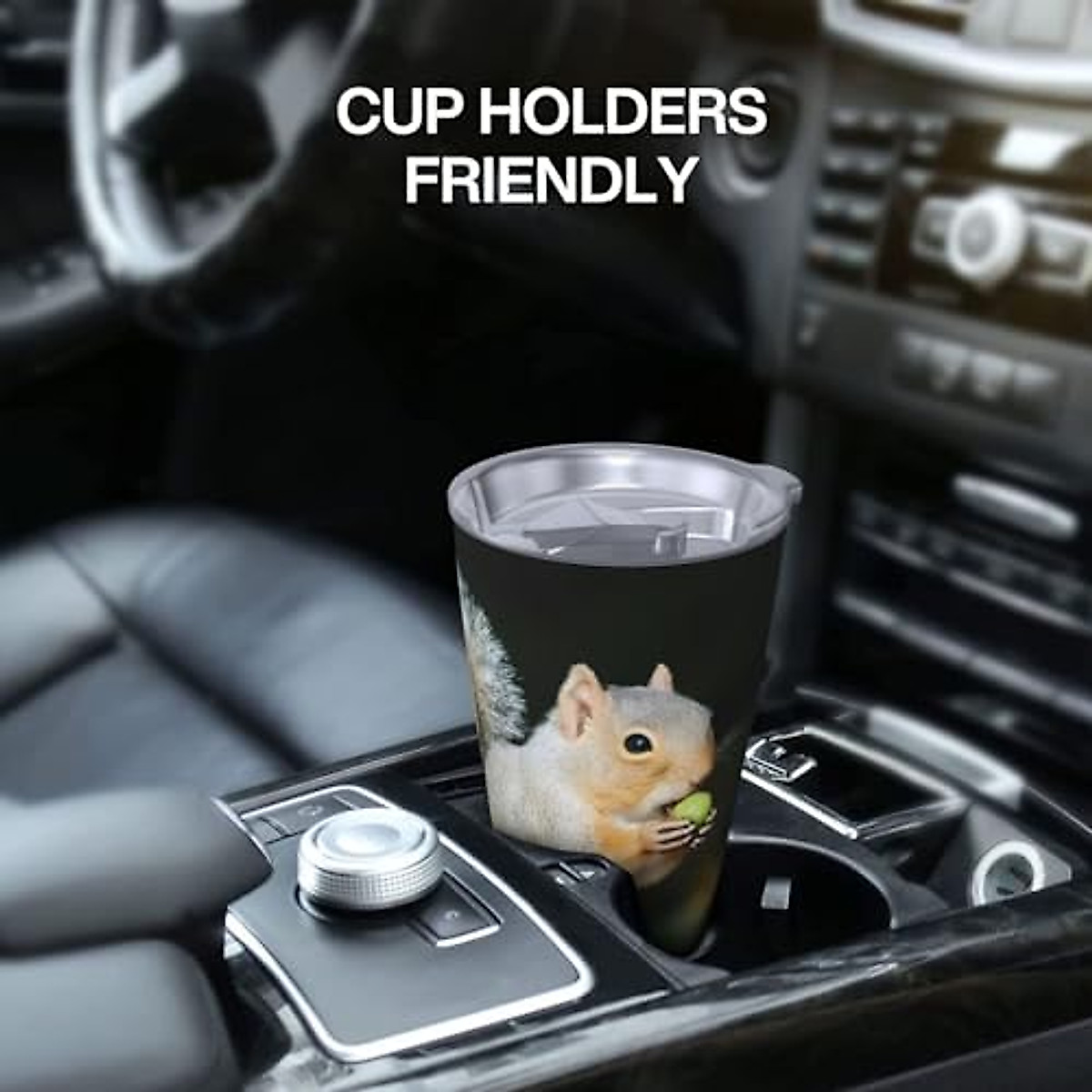 NHJKLWQSZ Cute Squirrel 20oz Stainless Steel Tumbler With Lid And Straw, Double Wall Vacuum Insulated Coffee Mug Travel Cups Leak-Proof Lid For Hot And Cold Drinks, Metal Straws And Brush