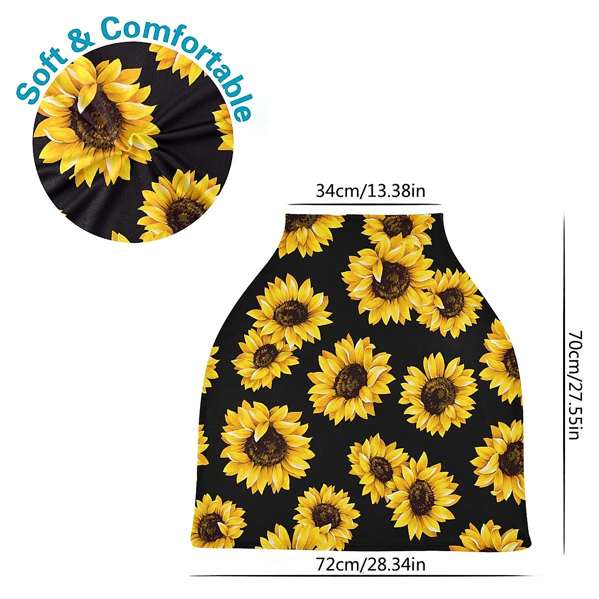 Sunflower Baby Car Seat Covers, Carseat Canopy Cover Nursing Cover Breastfeeding Scarf for Babies Stretchy Coverage, Infant Stroller Covers for Boys Girls