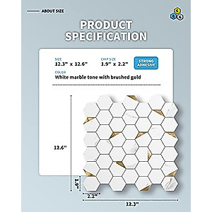 Art3d 10-Sheet Peel and Stick Backsplash for Kitchen Décor, Self-Adhesive Tile Hexagon Mosaic Tiles