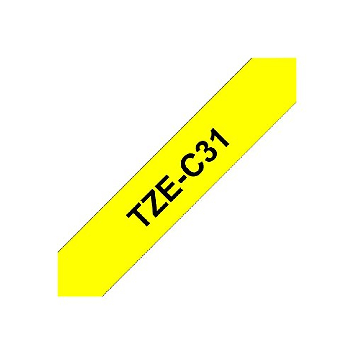 Brother TZe-C31 Labelling Tape Cassette, Black on Fluorescent Yellow, 12 mm (W) x 5 m (L), Laminated, Brother Genuine Supplies