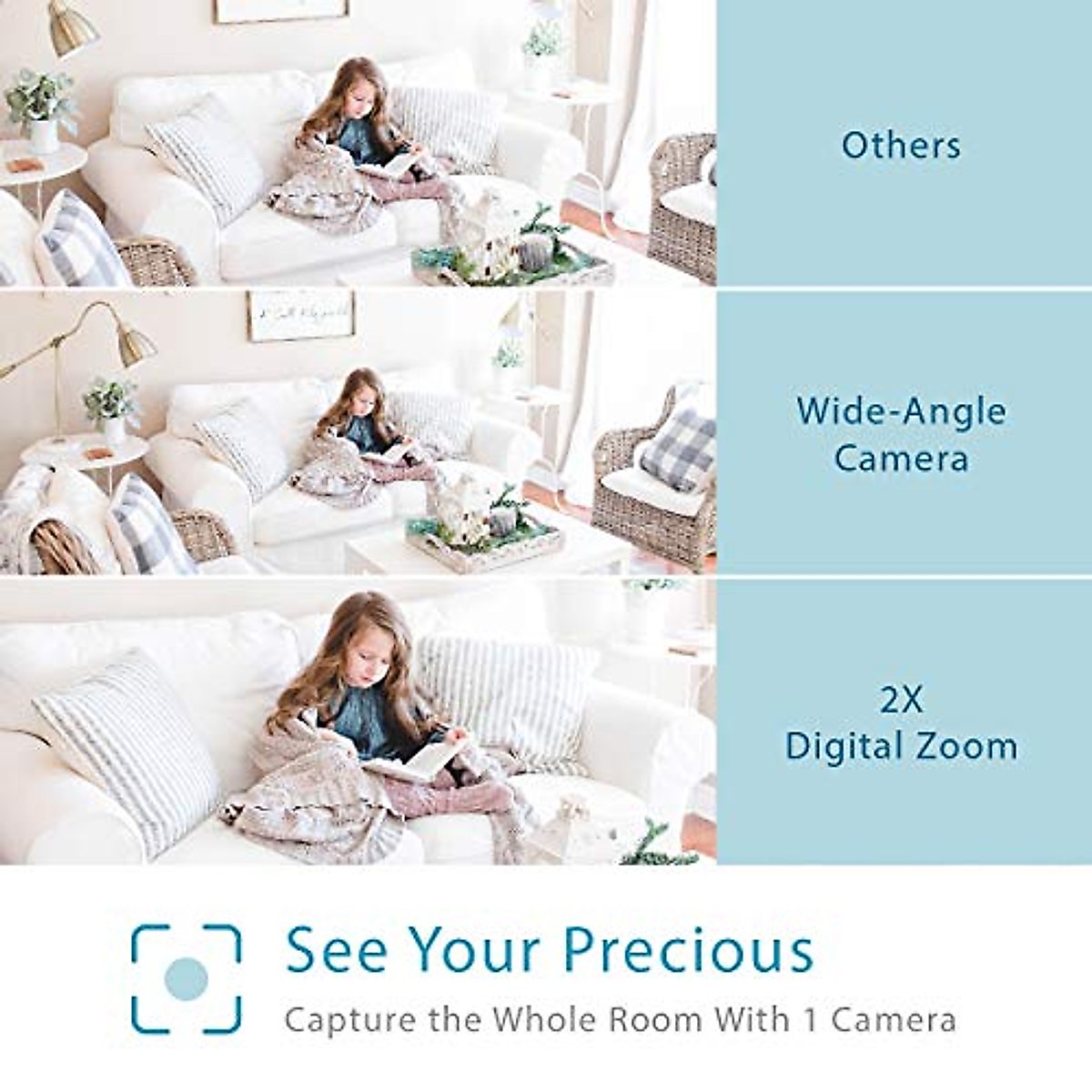 Moonybaby Split 50 Low EMF No WiFi Baby Monitor with 2 Cameras and Audio, 5" HD Quad Screen with Wide View, Auto Noise Reduce, Auto Night Vision, Talk Back, Temperature, Lullabies, ECO Saving Mode