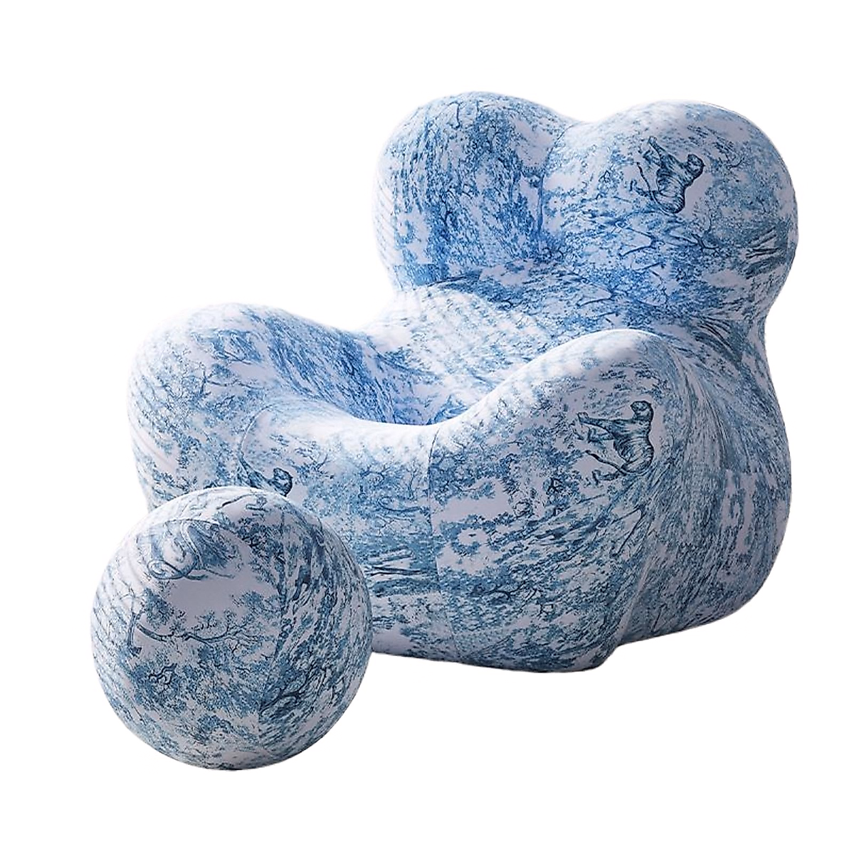 ESRADA Lazy Chair with Ottoman, Modern Soft Reading Chair Accent Contemporary Lounge Leisure Sofa Chair,Large Wrap-Around Armrests Lazy Sofa Chair