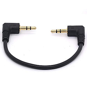Short 3.5mm Right Angle Cable, Gold Plated 90 Degree 3.5 Male to Male Audio Stereo Jack Plug Car Aux 3-Pole TRS, Speaker