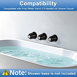 UCDETD Metal Shower Knobs 3 Piece Replacement, Compatible with Price Pfister Verve and Bathtub Shower Faucet Handle, Shower Knobs Include Hot/Cold/Diverter and 3 Screws (Matte Black)
