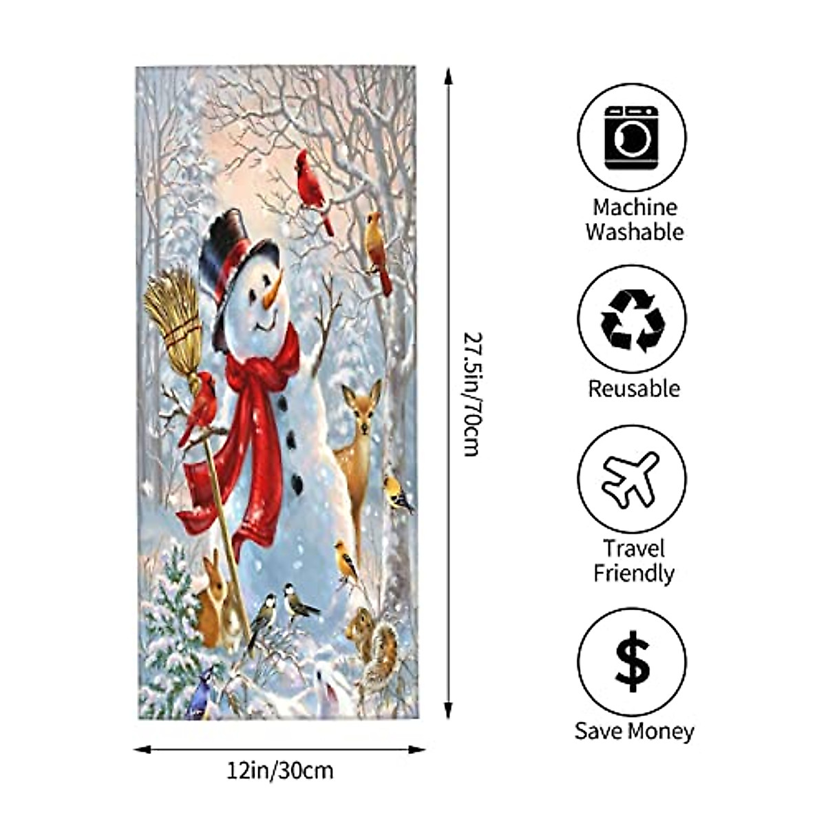 Groamaup Winter Birds Snowman Christmas Snow Soft Hand Towels Bath Fingertip Towel Decorative Multipurpose for Home Kitchen Swim Spa 12 X 27.5 Inches