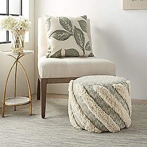 Mina Victory Life Styles Diagonal Tufted Pouf Sage 18" X 18" X 14" Throw Pillow