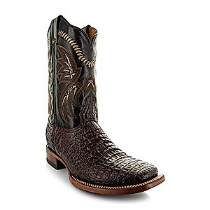 Soto Boots Men's Caiman Belly Print Cowboy Boots H4001 (Brown,11)