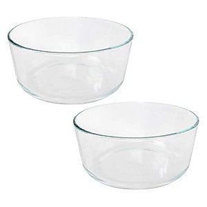 Pyrex Simply Store 7203 Round Clear Glass Food Storage Bowl - 2 Pack Made in the USA