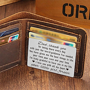 Laluminter Dad Gifts from Daughter - Thank You Dad Engraved Wallet Card Inserts - Father Fathers Day Christmas Keepsake