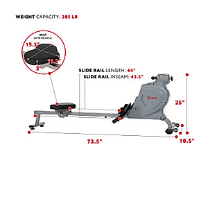 Sunny Health & Fitness Space Efficient Magnetic Rowing Machine - SF-RW5987