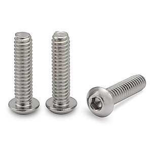10-24 x 1/2" Button Head Socket Cap Bolts Screws, Stainless Steel 18-8 (304), Bright Finish, Full Thread, Allen Hex Drive, 50 PCS