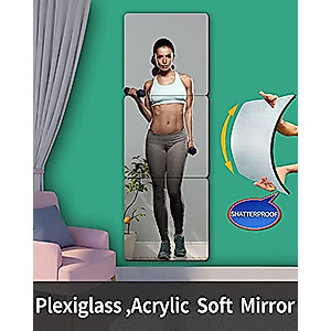 NC Plexiglass Acrylic Soft Mirror Non-Glass shatterproof Mirror Full Length Mirror Wall Mirror Frameless Home Fitness Mirror 4 Pcs 12"x12" cyhqo