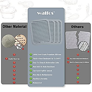 Walfos Silicone Trivets for Hot Pots and Pans - Heat Resistant Hot Pads for Kitchen Counter- 4 Pcs Multi-Purpose & Versatile Trivet Mat - Durable & Flexible Silicone Hot Pad（Gray）