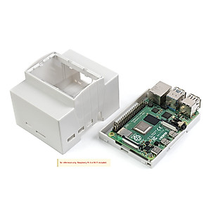 DIN Rail Case for Raspberry Pi 4, DIN Rail Mount Support, ABS Material, Clear Top Window, Large Inner Space Allows Accommodating an Extra Add-on Such as PoE HAT (D), RS485 CAN HAT etc. Easy to Use