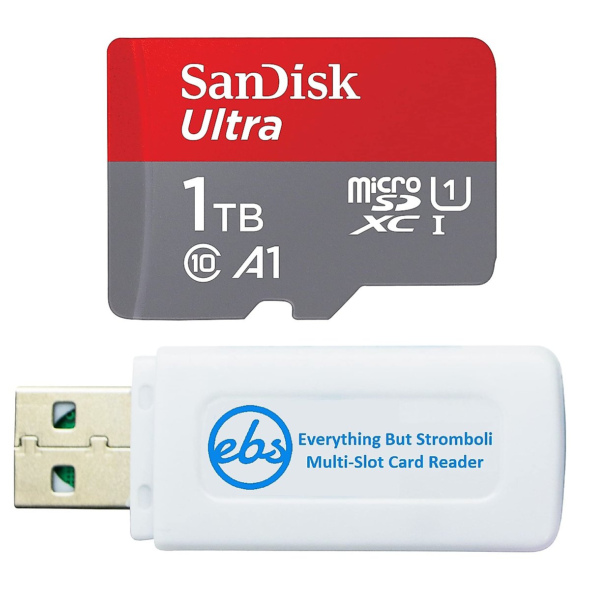 SanDisk 1 Terabyte Ultra Class 10 Memory Card 1TB Memory Card for OLED Nintendo Switch Gaming Console (SDSQUA4-1T00-GN6MN) UHS-I Bundle with (1) Everything But Stromboli SD & MicroSDXC Card Reader