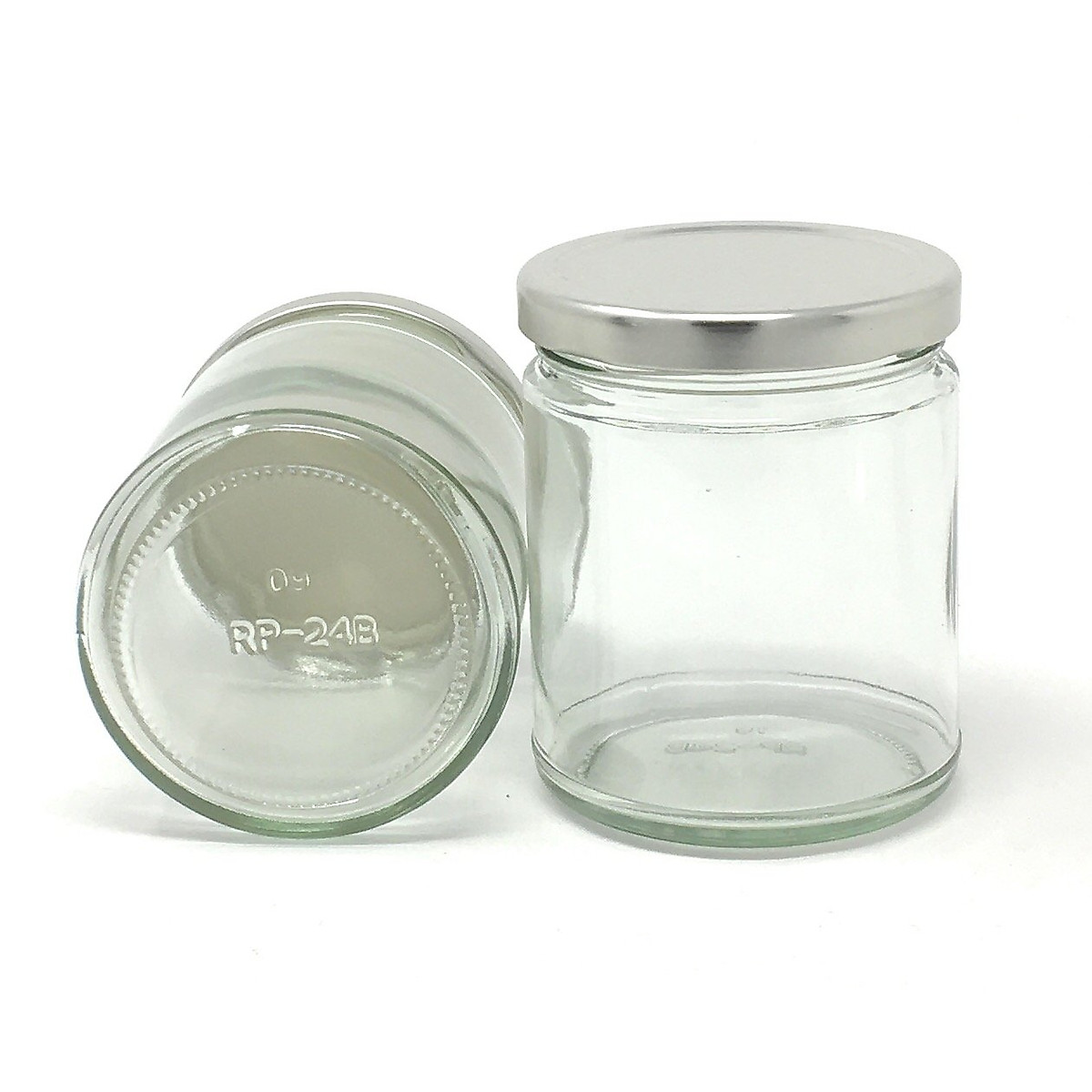 9 oz Straight Sided Glass Jar with Metal Silver Lid 12-Pack by Richards Packaging