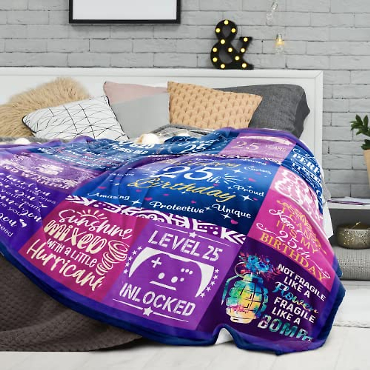 DULNYEI 25th Birthday Gifts for Women Blanket Happy 25th Birthday Gift for 25 Year Old Female 25th Birthday Decorations for Her Gifts for 25 Year Old Women Soft Throw Blanket Back in 1998-60x50 in