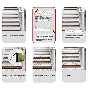 funlife 13Pcs Scandinavian Style Peel and Stick Vinyl Stair Riser Decals Stickers, 39.37"x7.09" White Herringbone