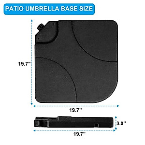 Simple Deluxe 4PCS Cantilever Offset Patio Umbrella Base Square Stands, 176LB Square Shaped Water or 132LB Sand Filled Umbrella Base with U Locking, Black