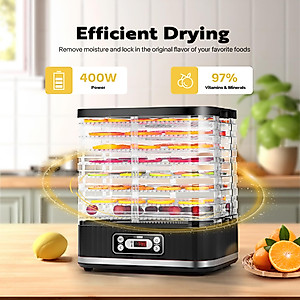 VIVOHOME Food Dehydrator, Electric 8 Trays Hydrator Machine with 72H Digital Timer and Temperature Control for Fruit Vegetable Meat Jerky Herb Beef Mushroom, Black