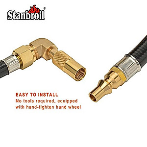 Stanbroil 12FT RV Quick Connect Propane Hose with Propane Elbow Adapter Fitting RV Quick-Connect Kit for Blackstone Tabletop Camping Grill 17 Inch and 22 Inch Portable Gas Griddle