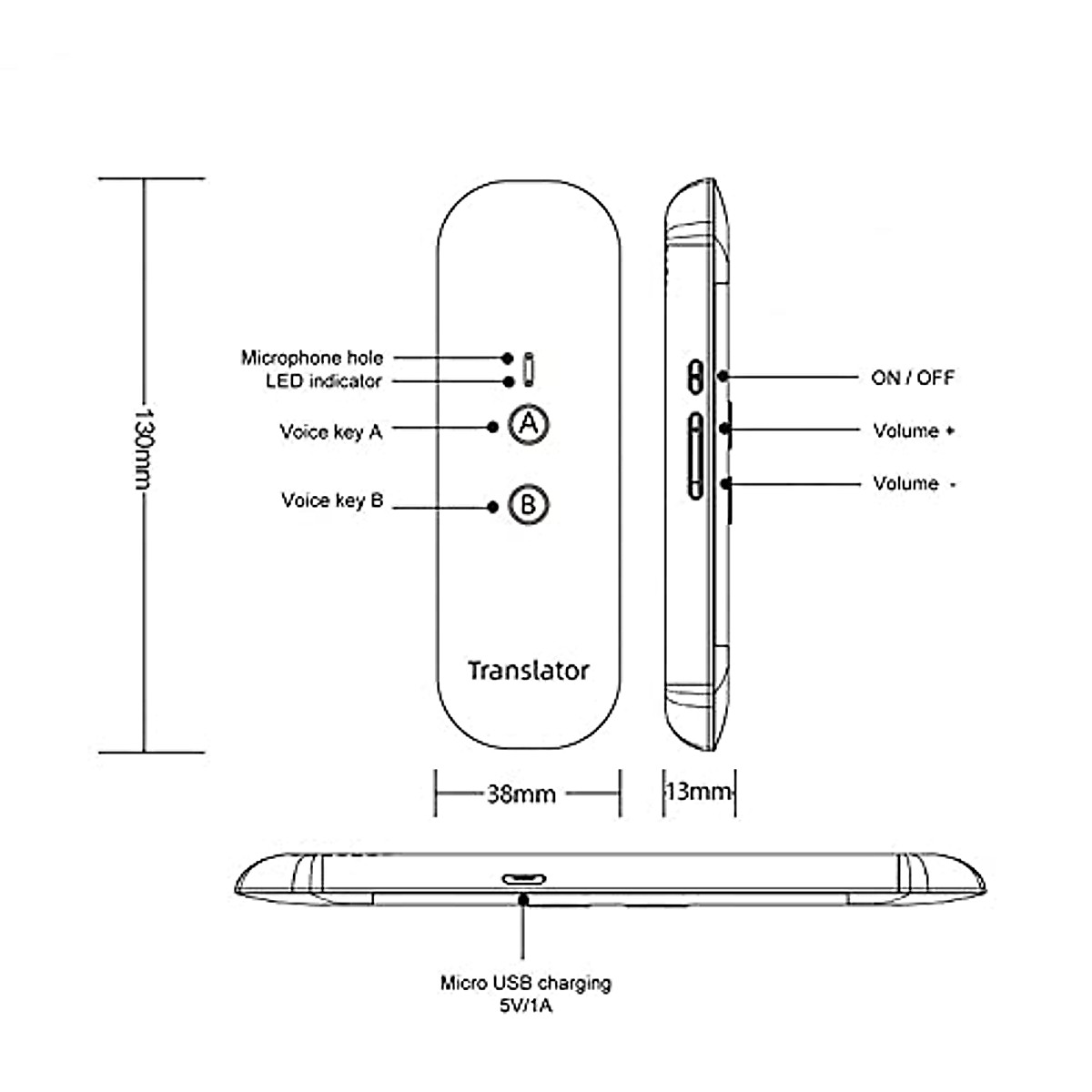 BaRdzo C-1 5.0 Rechargeable Fast Connection Mini Portable Voice Multi-Language Smart Translator for Overseas Business Meeting (Color : D)