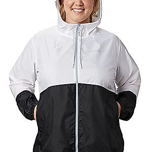 Columbia Women's Flash Forward Windbreaker, Water & Stain Resistant Outerwear, White/black, X-Large