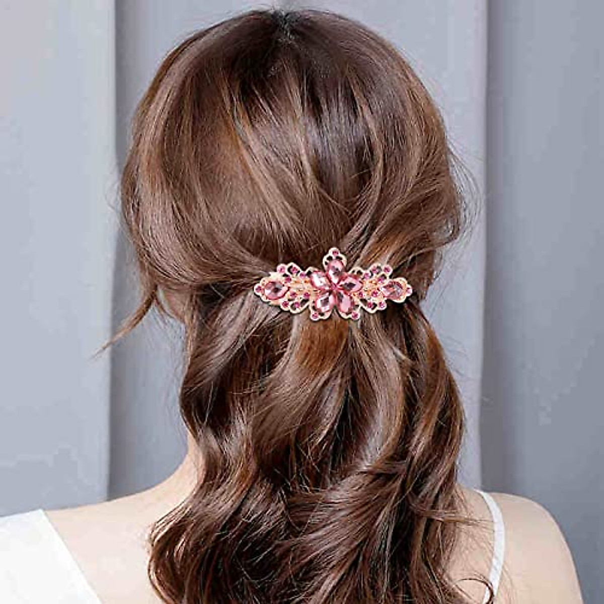 Hair Barrettes for Women,WHAVEL 4Pcs Flower Crystal Rhinestones Hair Barrettes Hair Clips Luxury Jewelry Spring French Hair Clips for Women Girls Hair Styling Accessories （Style 1）